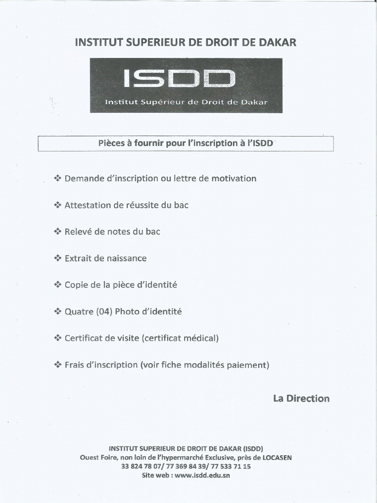 Offres de Formation ISDD Dossier A Fournir | PDF