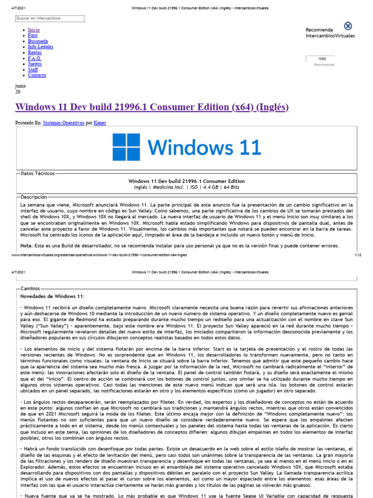 Windows 11 Build 21996.1 Consumer Edition | PDF | Microsoft Windows ...