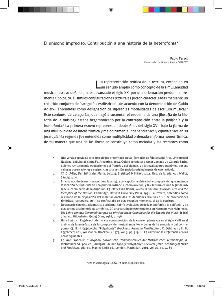 Historia de la Heterofonía Musical | PDF | Composiciones Musicales ...