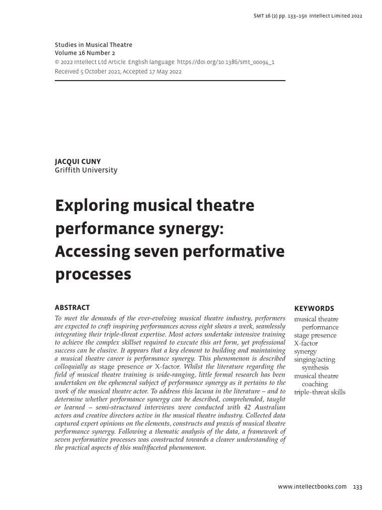 Understanding Musical Theatre Synergy | PDF | Cognitive Science | Cognition