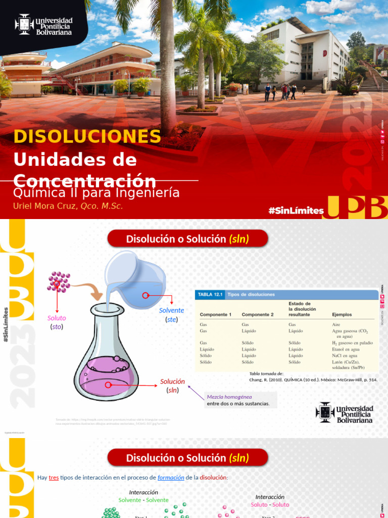 2 Clase Disoluciones Unidades de Concentración | PDF | Solubilidad | Concentración