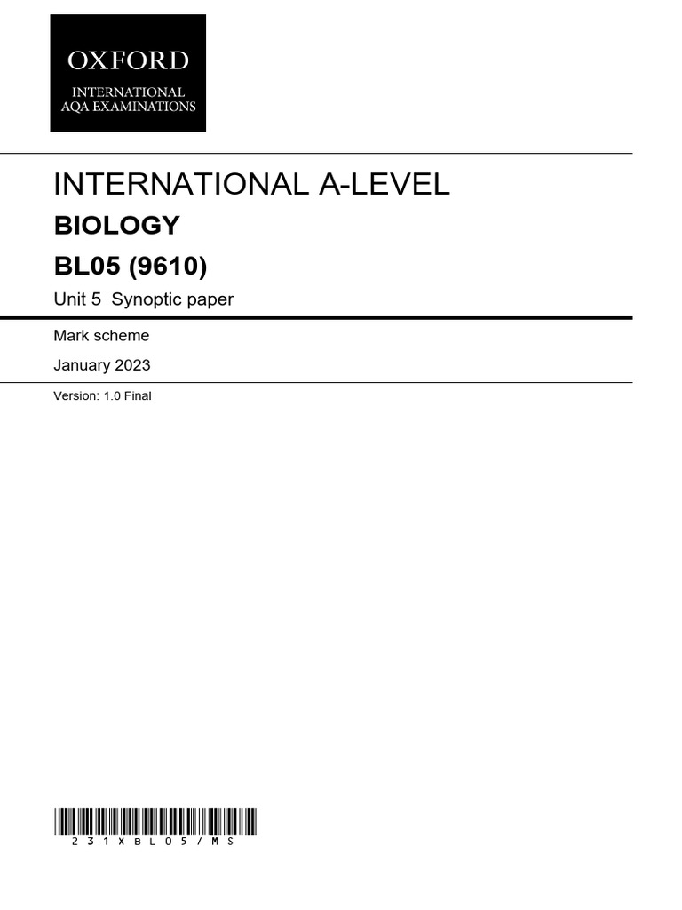 Aqa Bl05 Final Ms Jan23 v1.0 | PDF