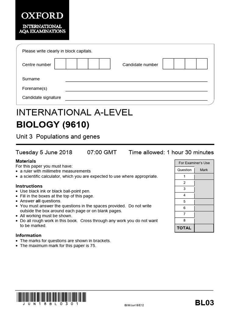 A-Level Biology Exam Paper | PDF | Genotype | Dominance (Genetics)