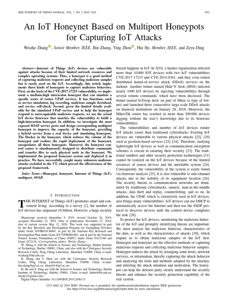 IoT Honeynet for Capturing Attacks | PDF | Internet Of Things | Computer Security