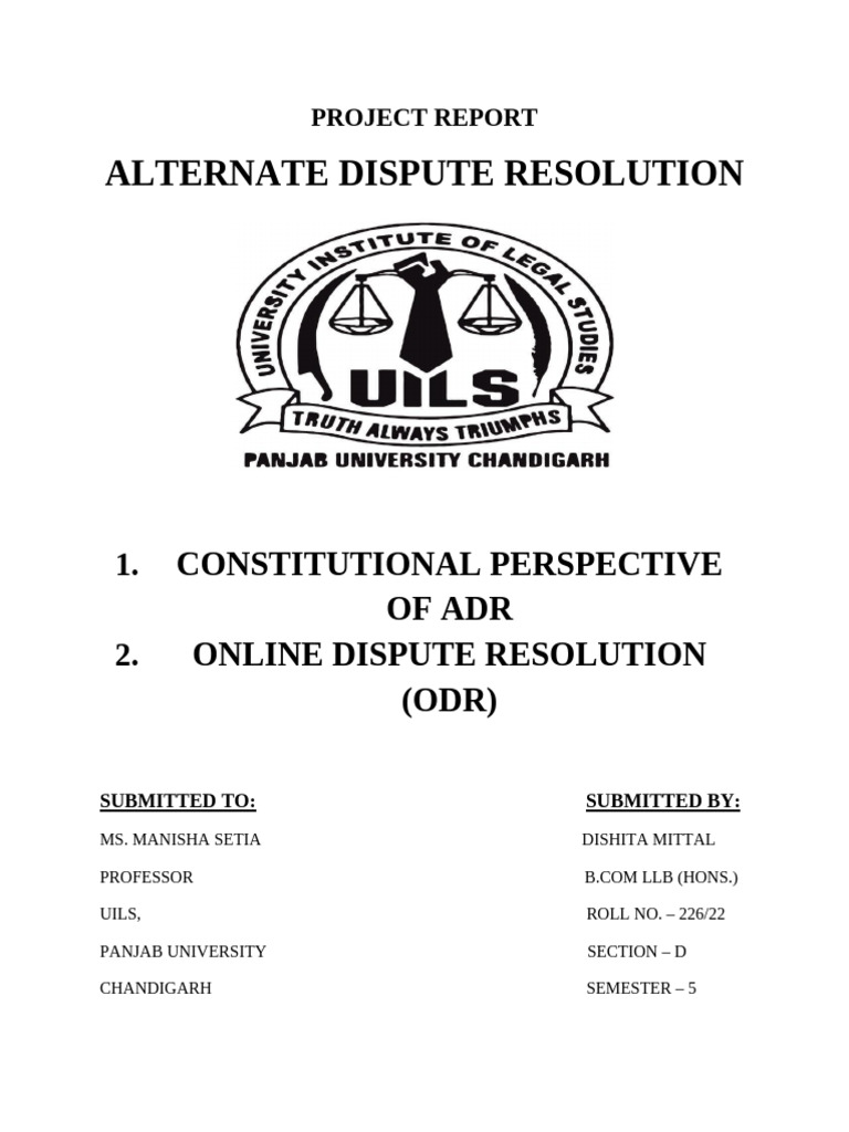ADR PROJECT SEM 5 | PDF | Alternative Dispute Resolution | Mediation