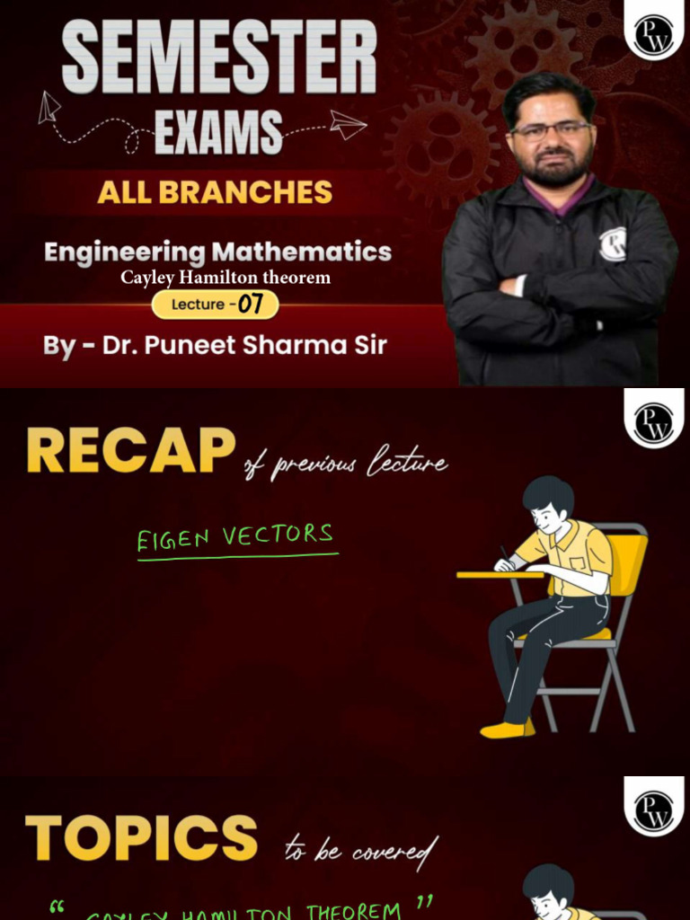 Cayley Hamilton Theorem (Lec 07) - Class Notes | PDF