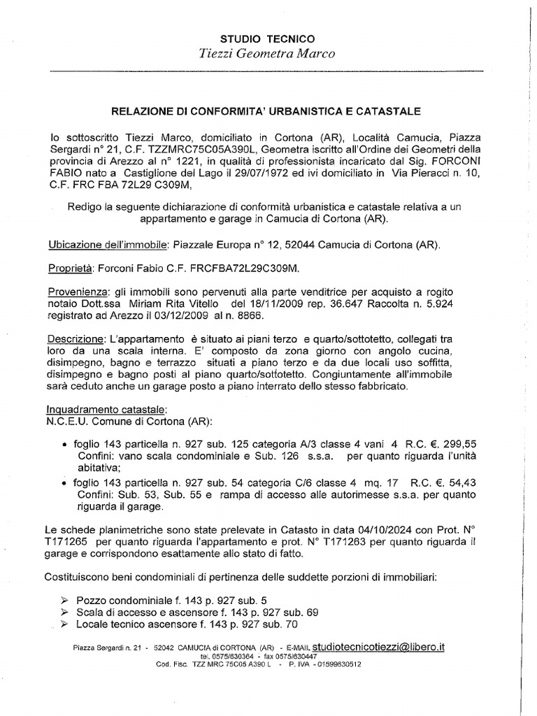 Relazione Di Conformità F 143 Sub 125 e 54 | PDF