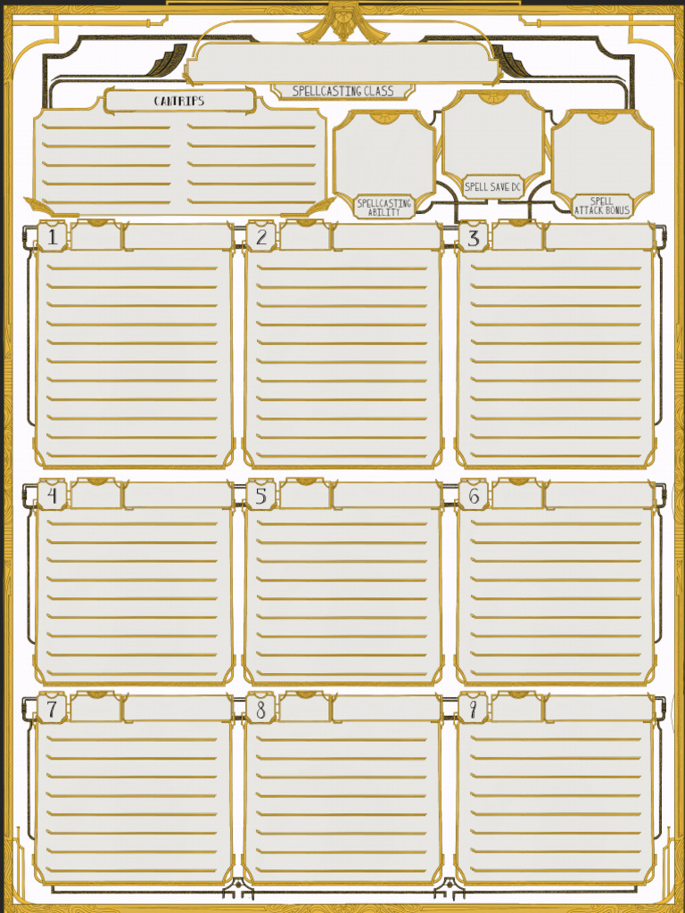 Spellsheet Art Deco | PDF