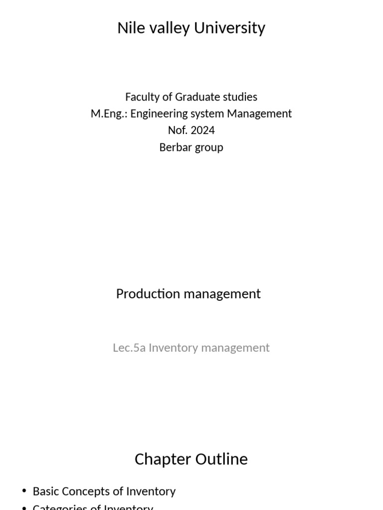 L5 Inventory | PDF | Inventory | Business Economics