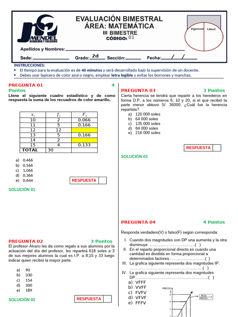 2° Sec - Ex Iiib - Matematica 1 | PDF