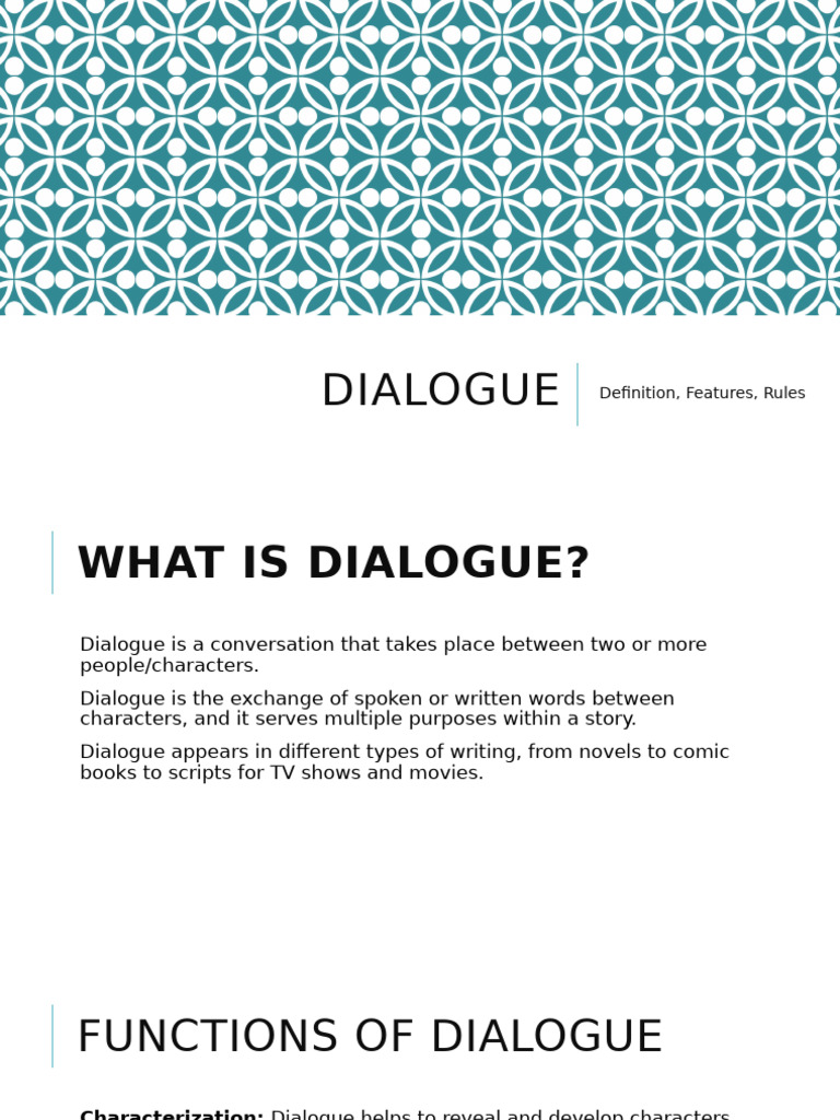 Understanding Dialogue: Definition & Rules | PDF | Narrative | Plot ...