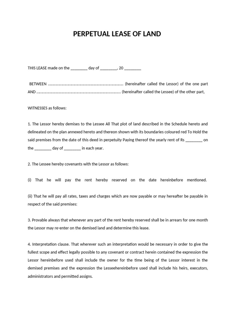 Perpetual Lease of Land | PDF