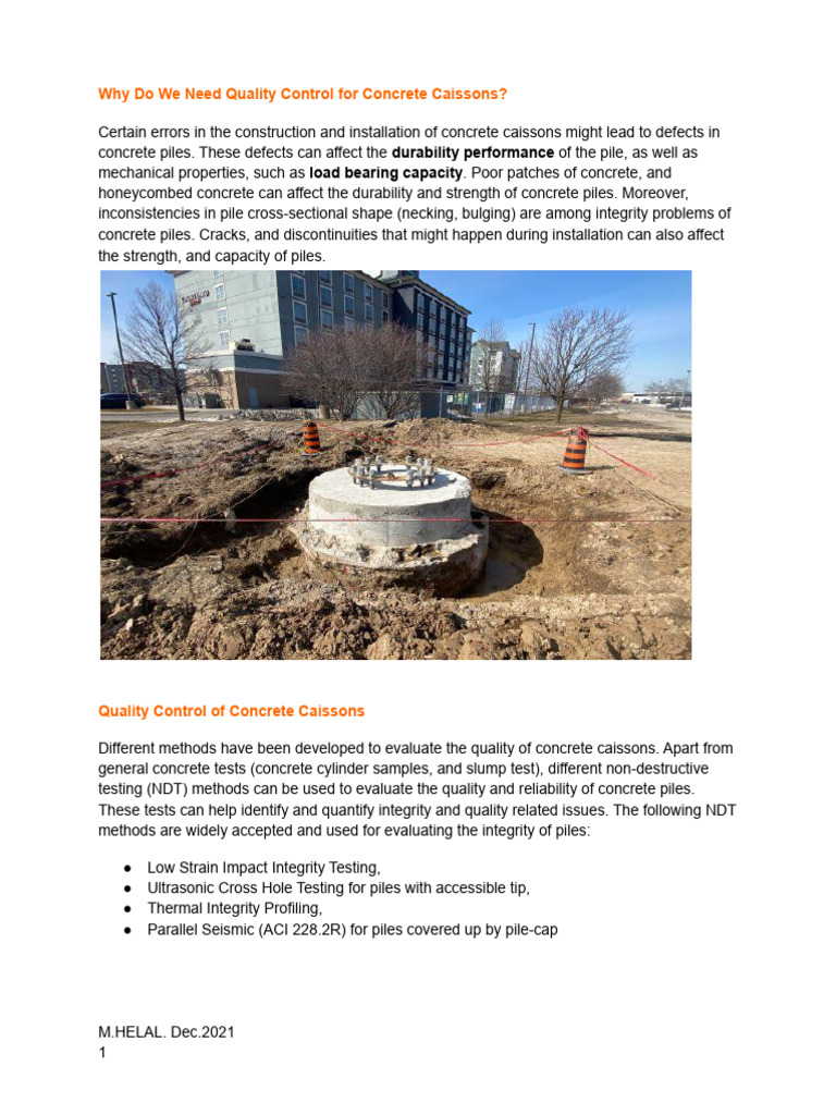 Importance of Quality Control in Concrete Caissons | PDF | Deep ...