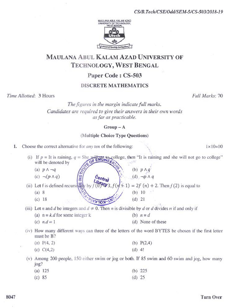 Discrete Mathematics 2018 | PDF