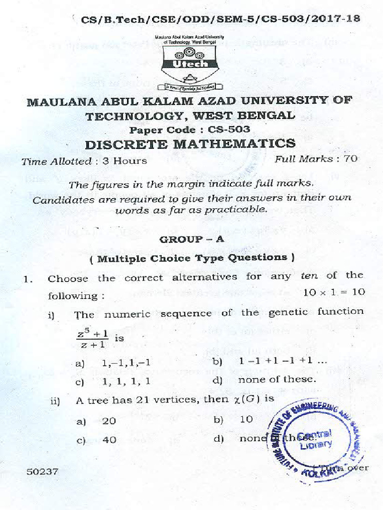 Discrete Mathematics 2017 | PDF