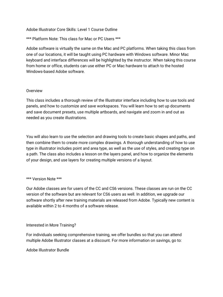 Adobe Illustrator Core Skills Level 1 | PDF | Adobe Illustrator | Adobe ...