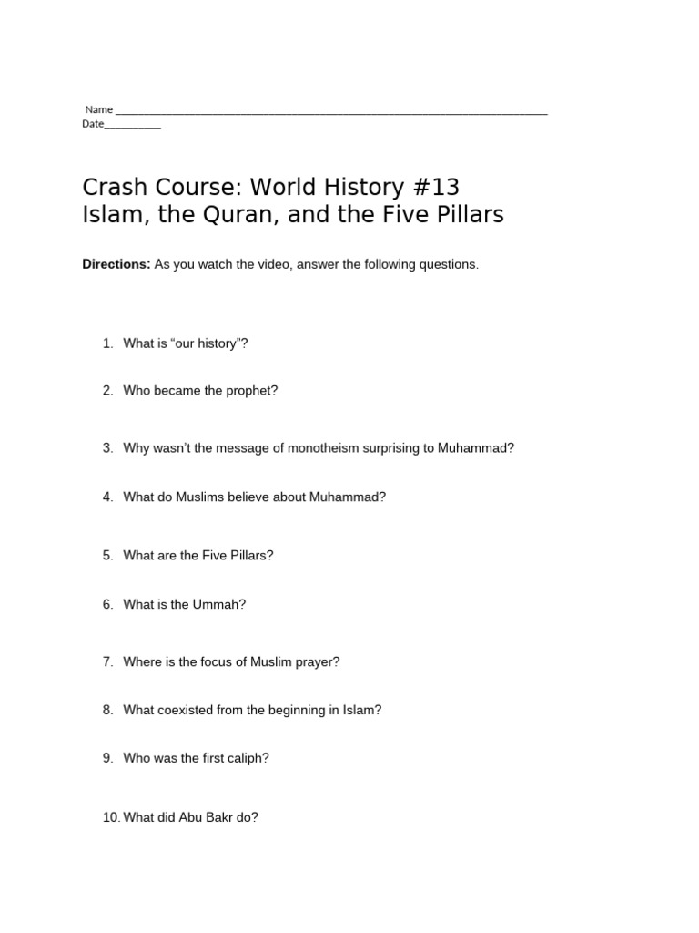 Islam the Quran the Five Pillars Crash Course | PDF