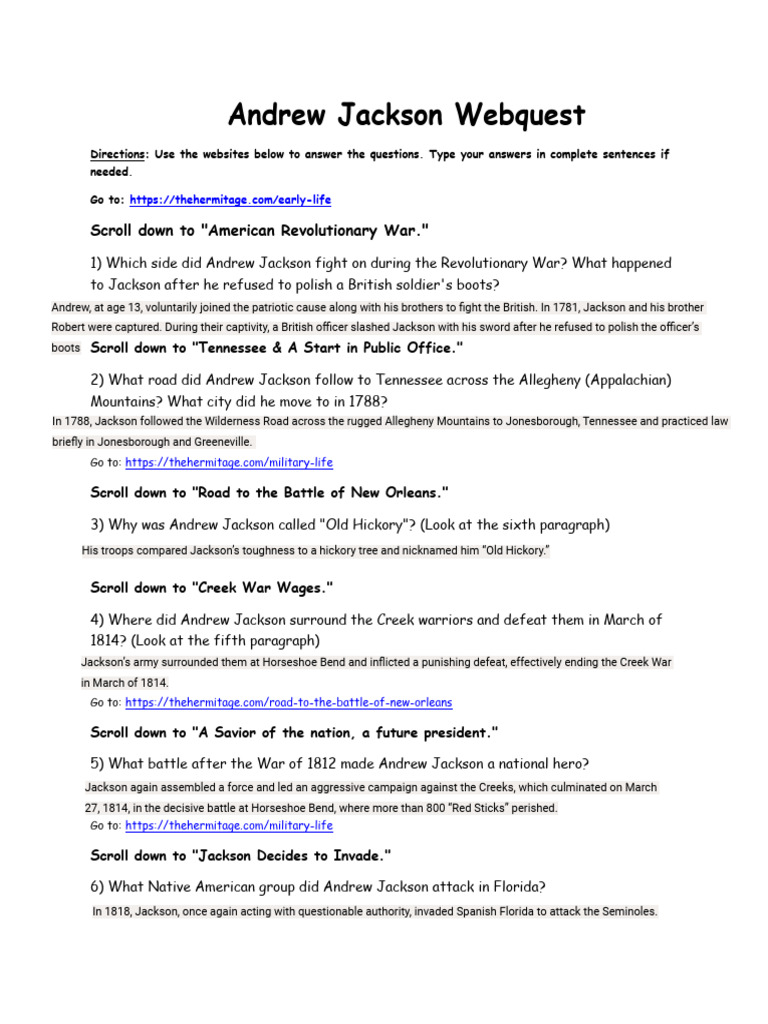 Kami Export - Olivia Li - Andrew Jackson Webquest | PDF | Andrew ...