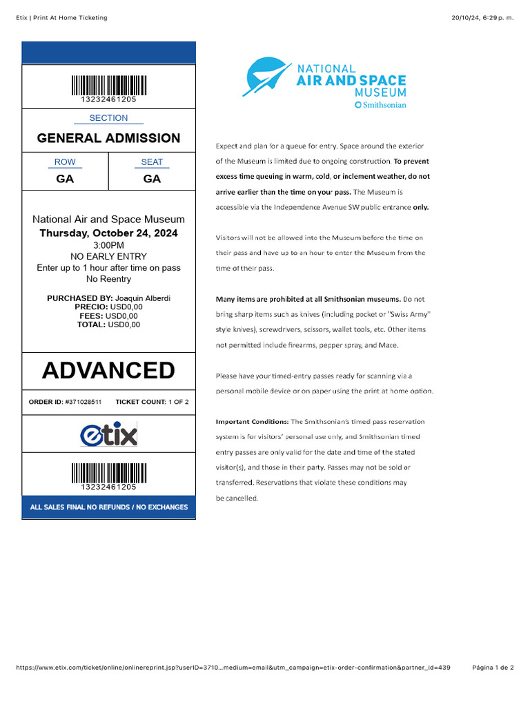 Etix - Print at Home Ticketing | PDF