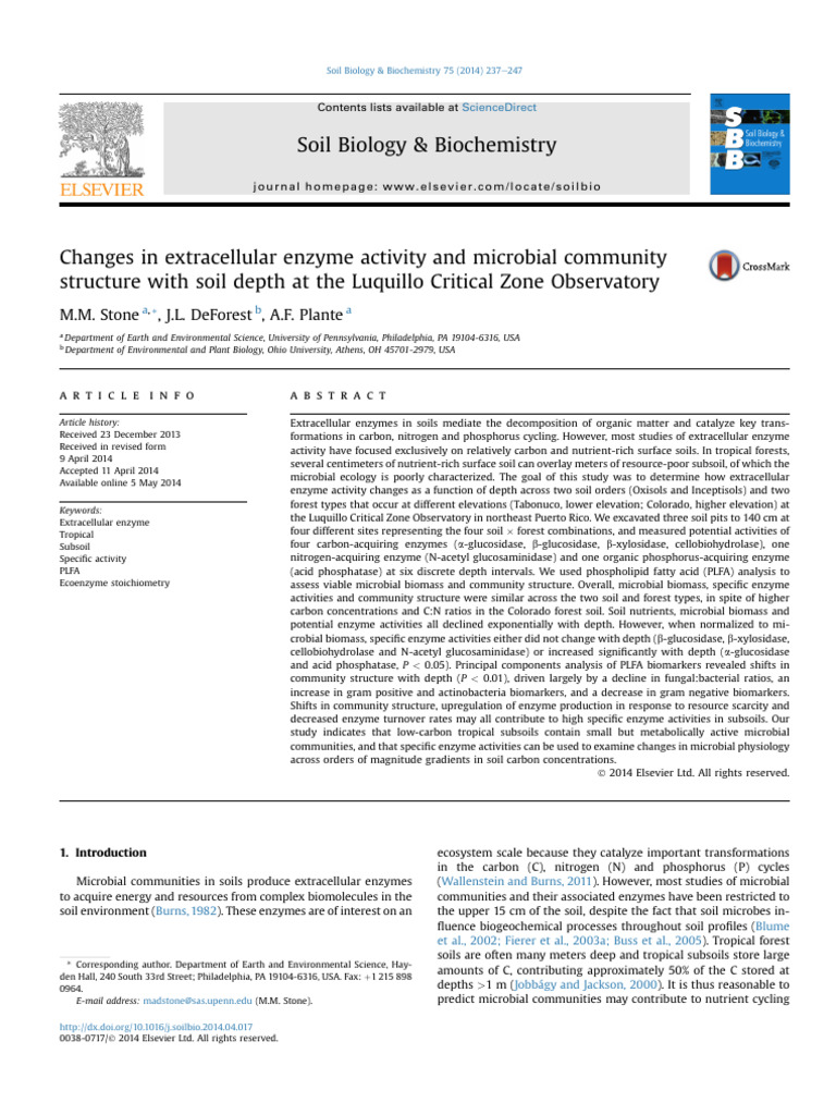 Changes in Extracellular Enzyme Activity and Microbial Com - 2014 - Soil Biology | PDF | Soil ...