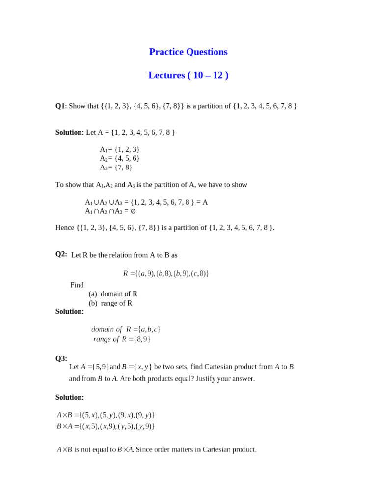 Practice Qs Lectures 10 - 12 Solution | PDF