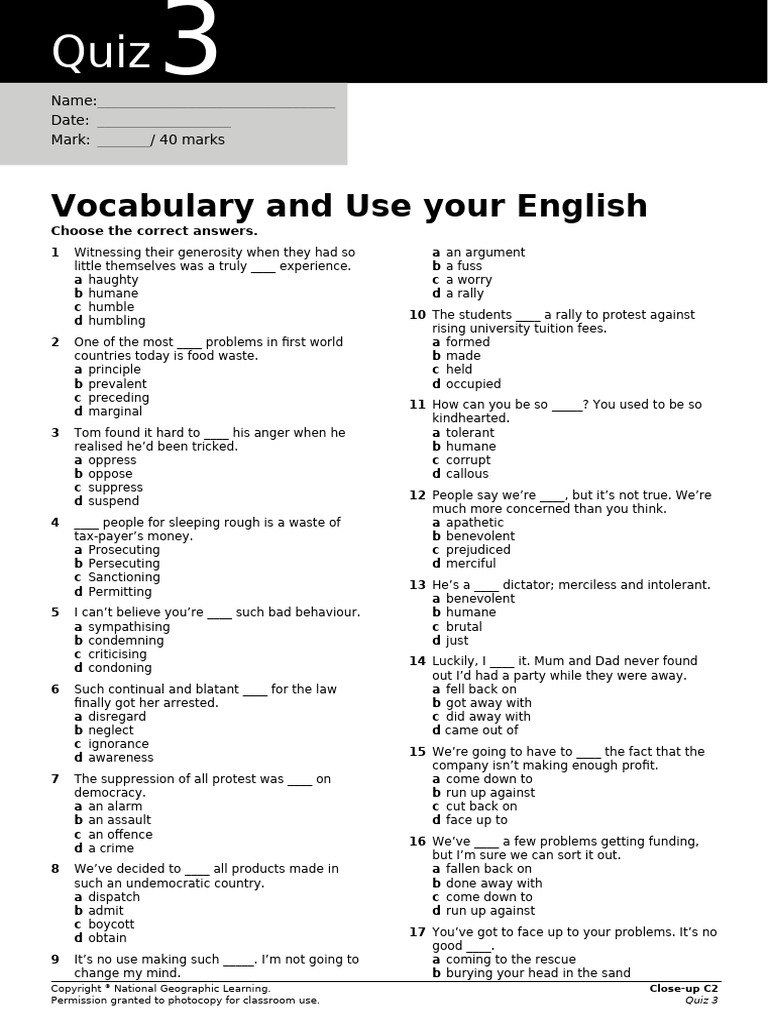 Editable C2 Quiz 3 | PDF | Justice | Crime & Violence