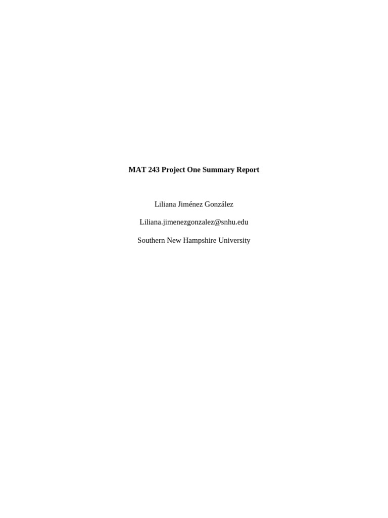 MAT 243 Project One Summary Report Template | PDF | Confidence Interval ...