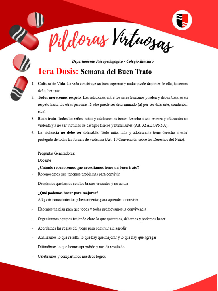 Píldoras Virtuosas - Departamento Psicopedagógico 1ra Dosis | PDF