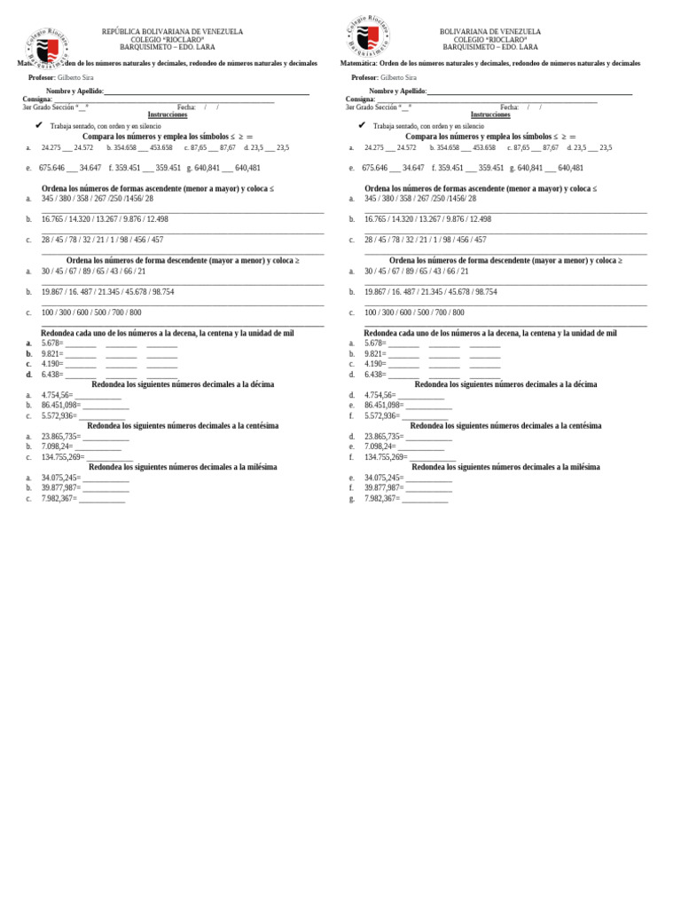 Ejercicios de Redondeo | PDF | Matemáticas | Números