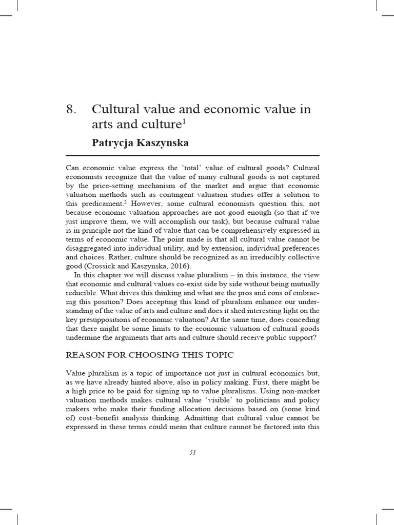 Cultural Value and Economic Value in Art | PDF | Valuation (Finance ...