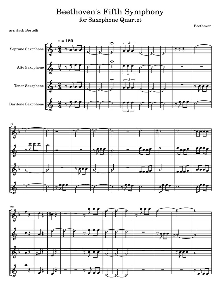 Beethovens_Fifth_Symphony_for_Saxophone_Quartet | PDF | Saxophone | Quartet