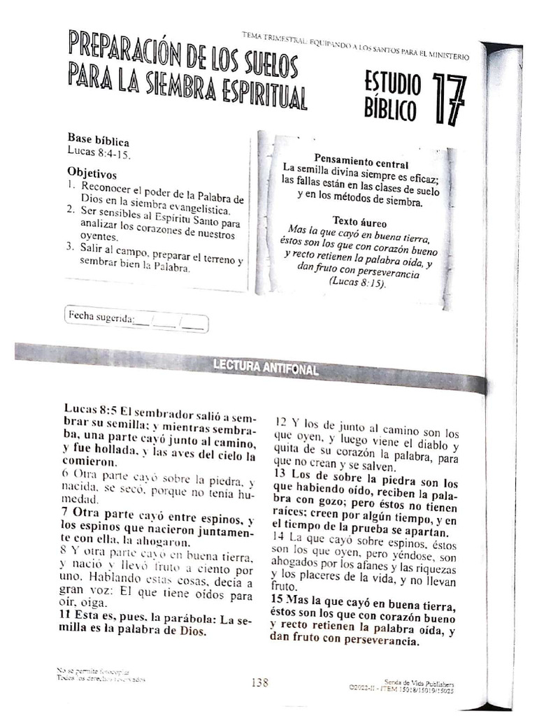 Leccion 17 - Preparacion de Los Suelos para La Siembra Espiritual | PDF | Siembra | Parábolas de ...