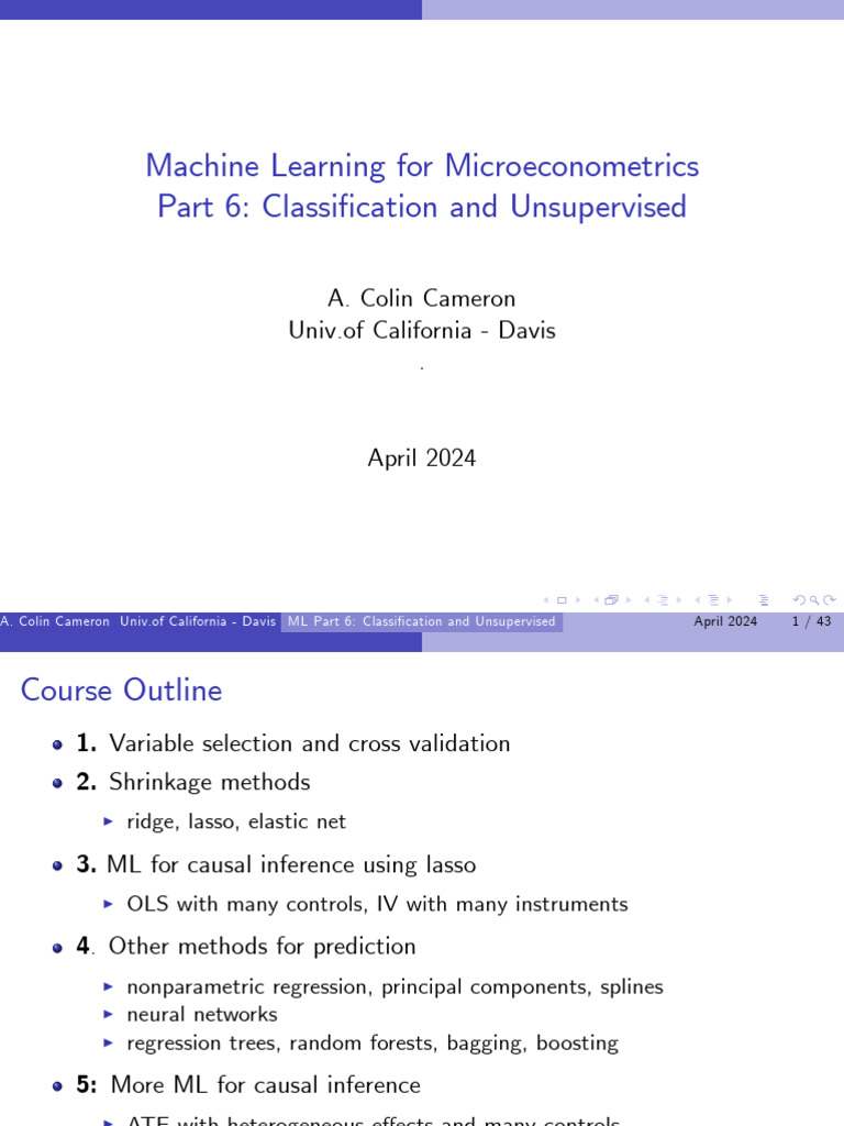 ML 2024 Part6 Classification Unsupervised | PDF | Support Vector Machine | Cluster Analysis