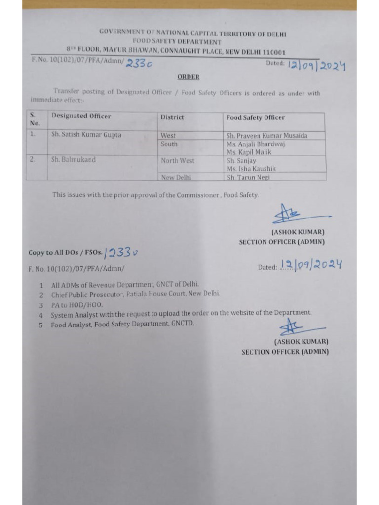 Transafer Posting Order | PDF