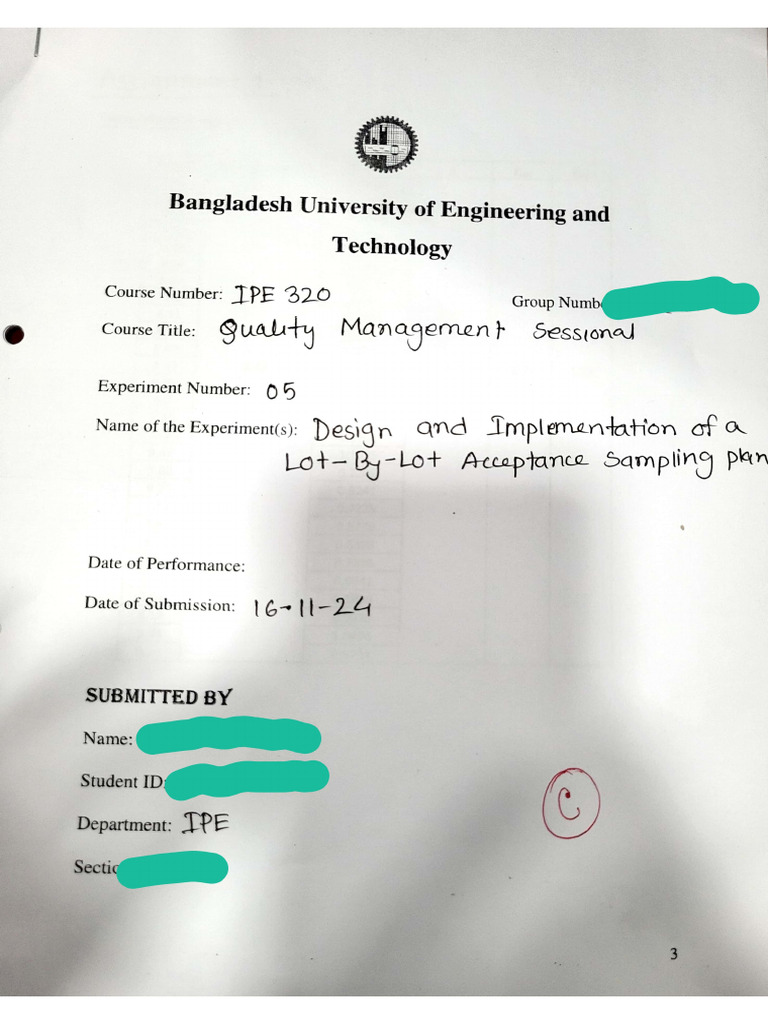 Quality Management, Acceptance Sampling Lot by Lot | PDF