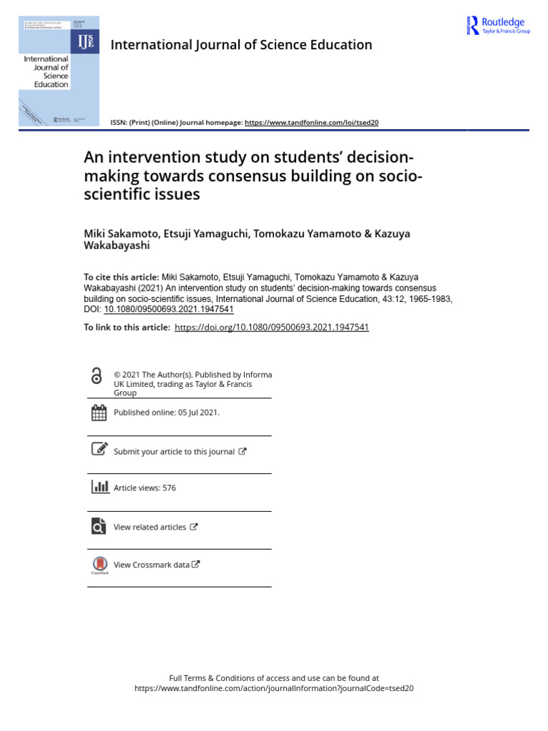An Intervention Study On Students Decision Making Towards Consensus ...