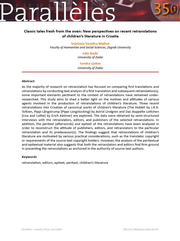 Paralleles 35 1 - Majhut | PDF | Translations | Hobbit