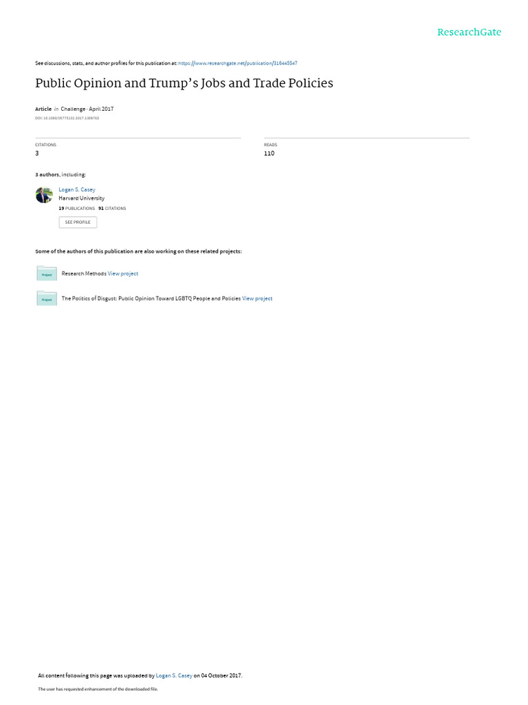 Public Opinion and Trump's Jobs and Trade Policies | PDF | Republican ...