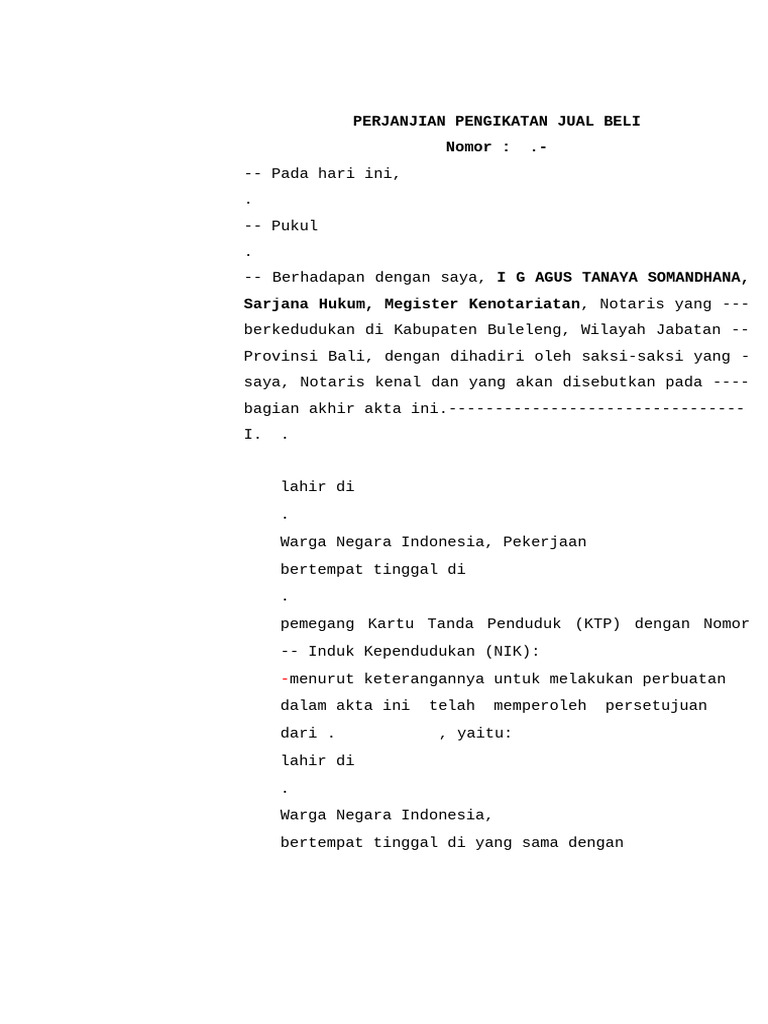 PPJB_L_DRAF 2021 (Tanah) BLANGKO | PDF