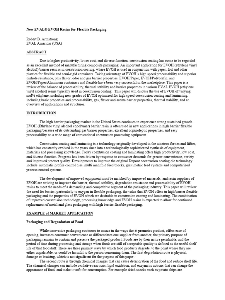 EVOH Resins For Flexible Packaging | PDF | Fruit Preserves