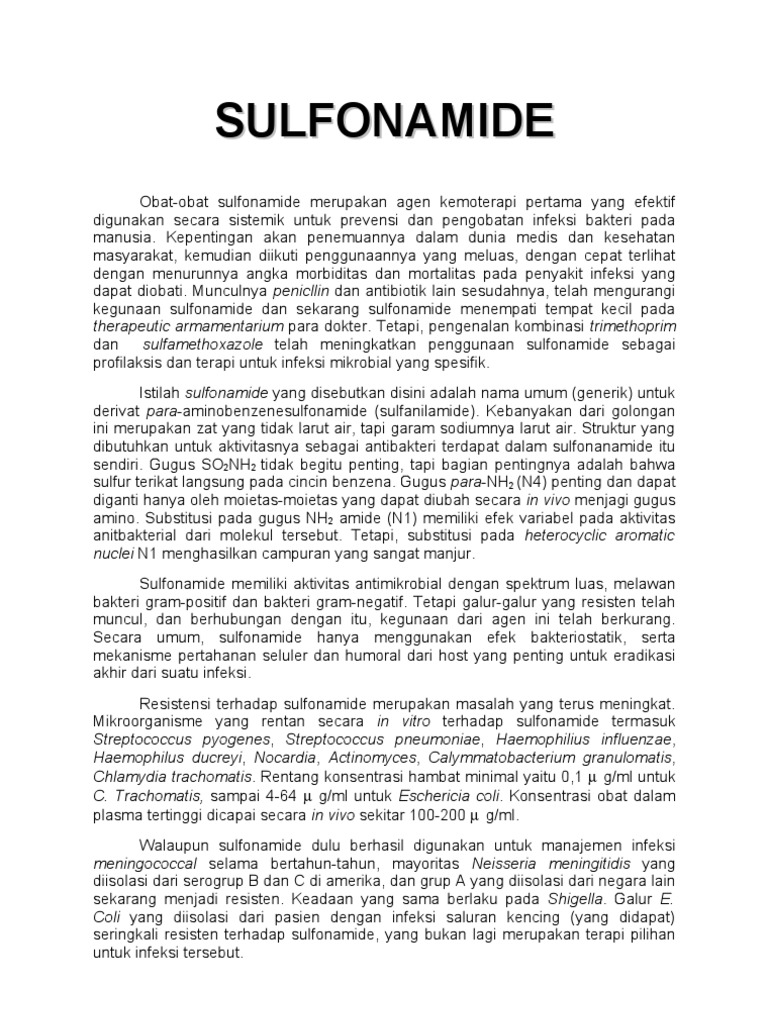 SULFONAMIDE | PDF | Kesehatan Holistik