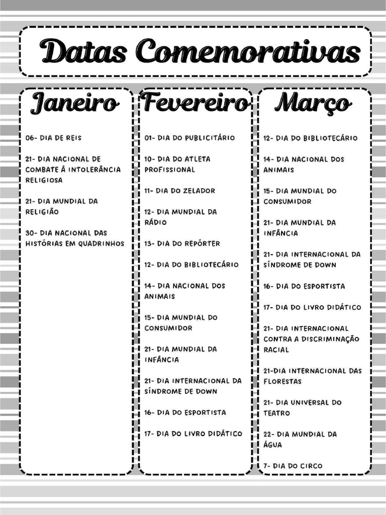 Datas Comemorativas Pdf