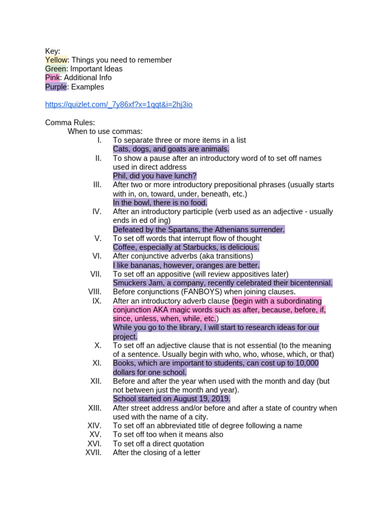 Commas Study Guide | PDF | Syntax | Language Mechanics