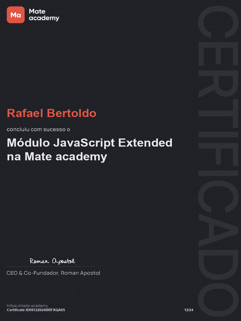 Rafael Bertoldo - Módulo JavaScript Extended na Mate academy PT | PDF