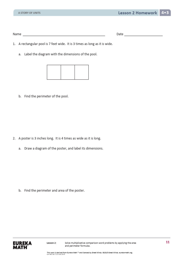 G4 M3 Lesson 2 | PDF | Area | Length