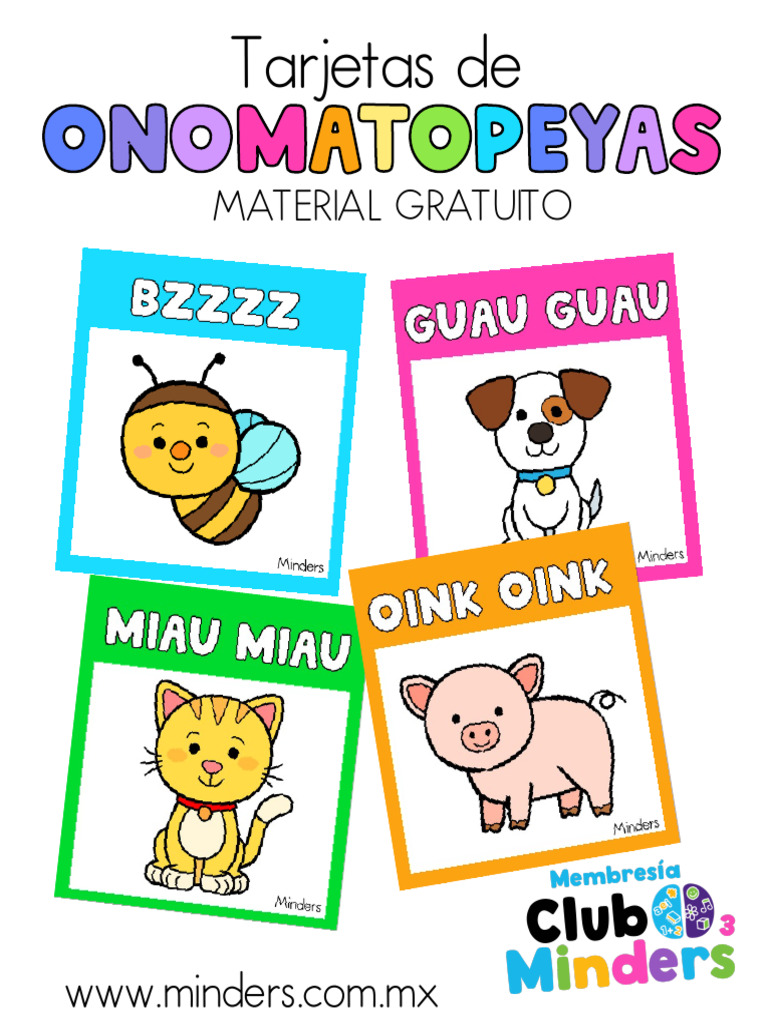 Tarjetas de Onomatopeyas WWW - Minders.com - MX | PDF