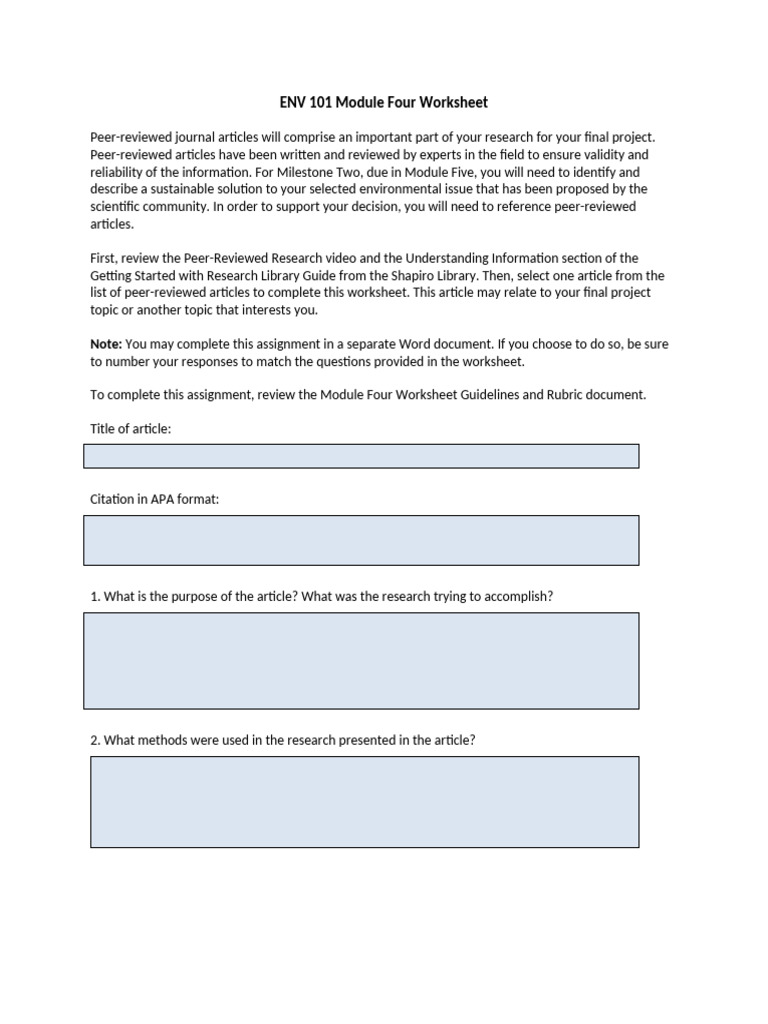 ENV 101 Module Four Worksheet | PDF