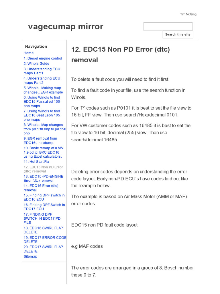 EDC15 Non PD Error (DTC) Removal | PDF | Computing