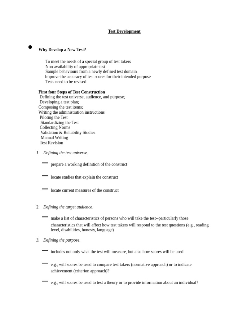 Test Development-SR | PDF | Multiple Choice | Validity (Statistics)