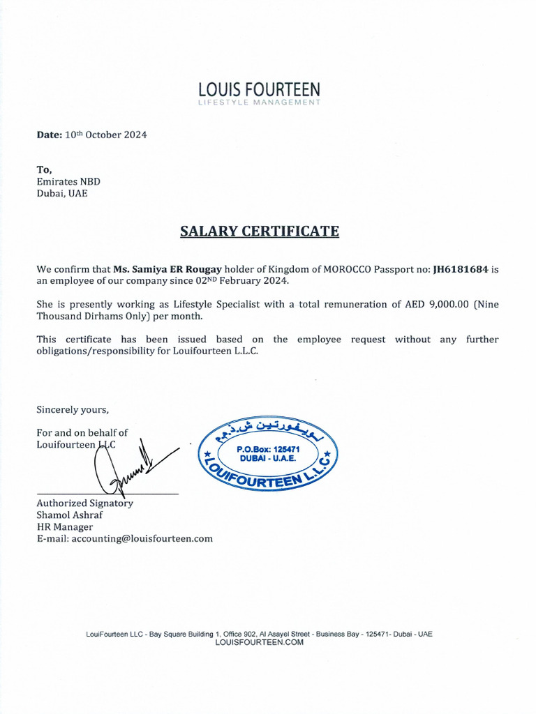 Salary Certificate | PDF